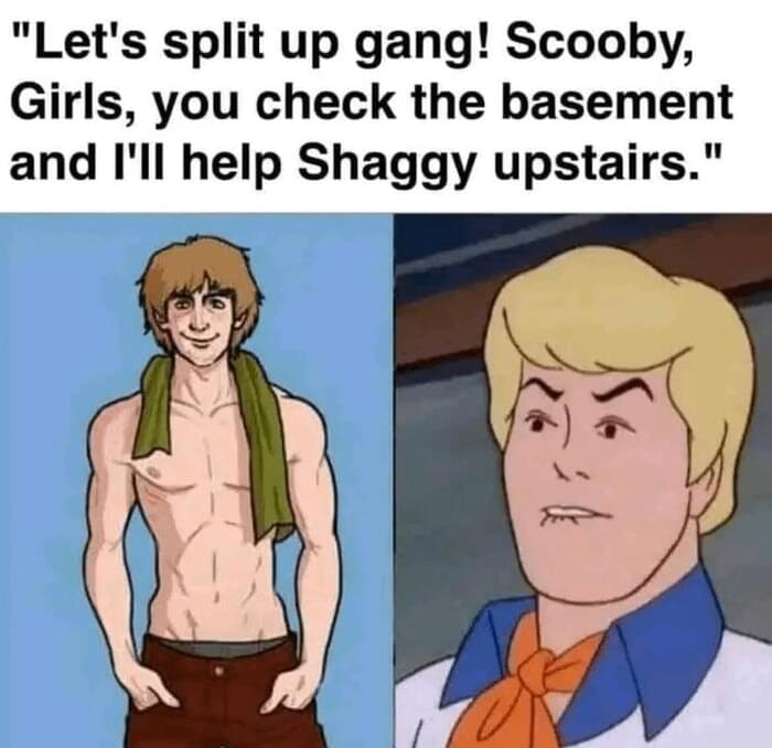 "Let's split up gang! Scooby, Girls, you check the basement and I'll ...